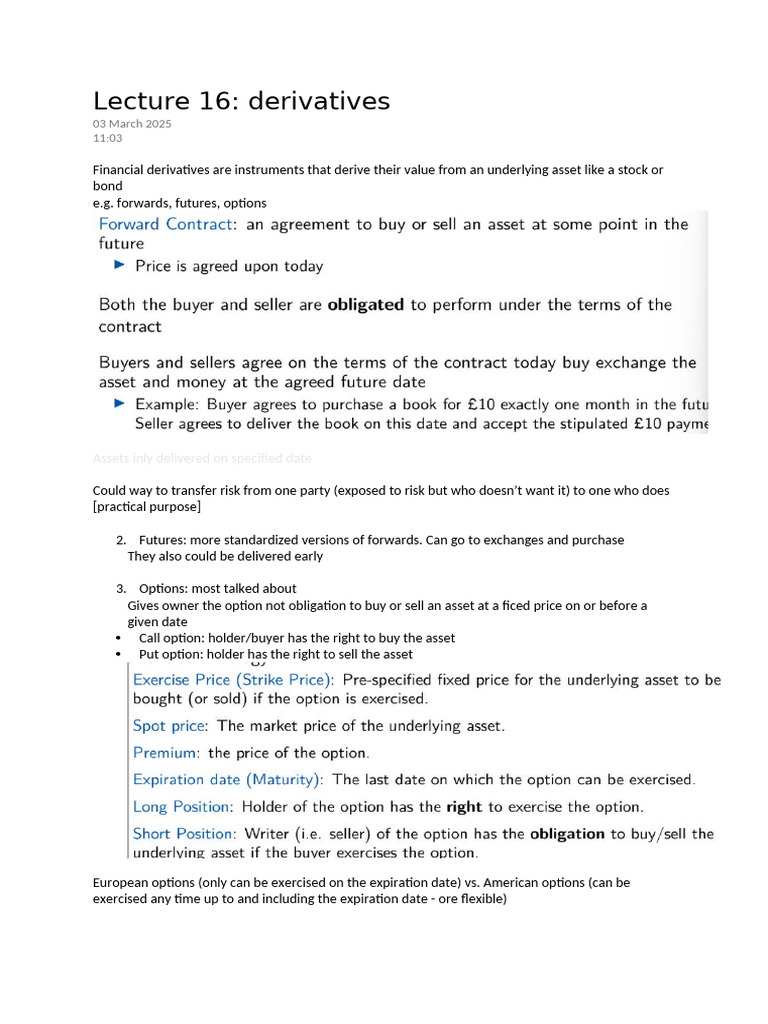 Understanding Financial Derivatives Basics | PDF | Option (Finance ...