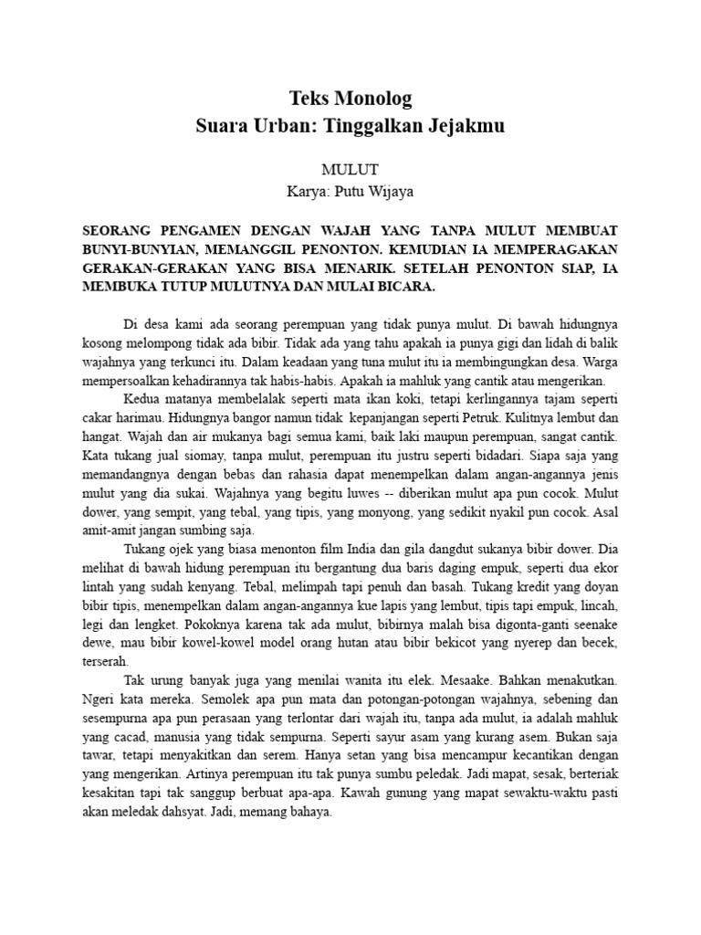 Monolog Perempuan Tanpa Mulut | PDF