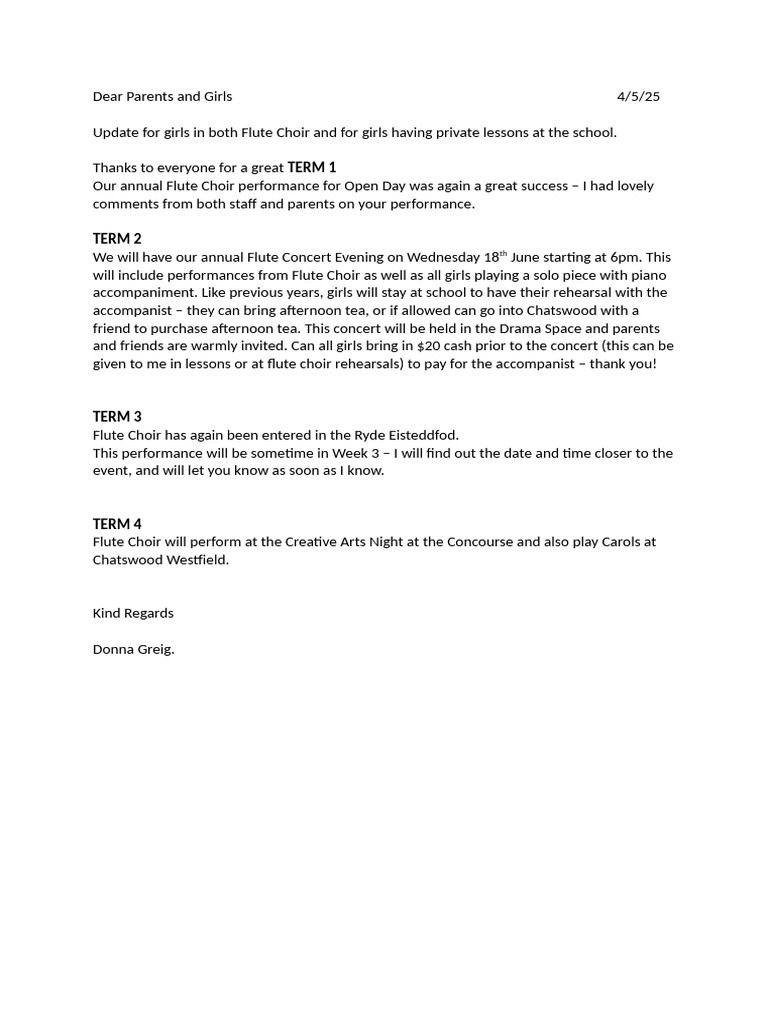 Mercy Update Flute Letter | PDF
