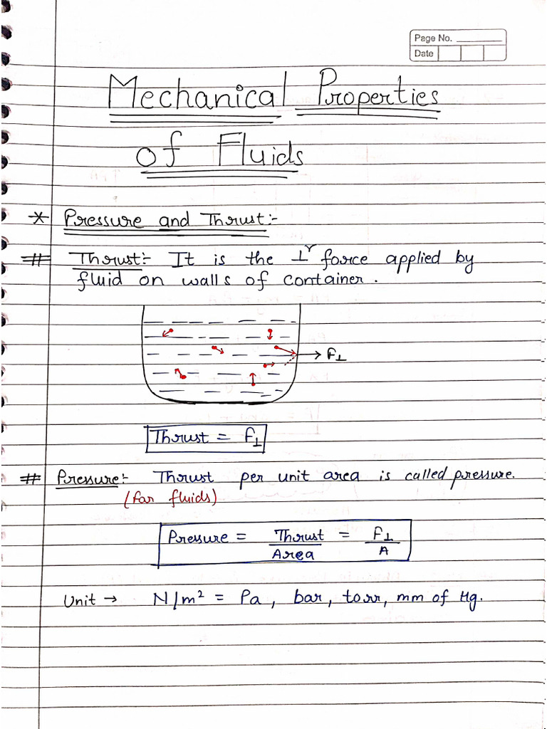 Fluid Mechanics - Class 11 Physics - JEE Mains and Advanced | PDF