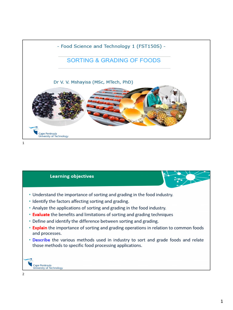 Sorting and Grading in Food Processing | PDF | Fruit | Light