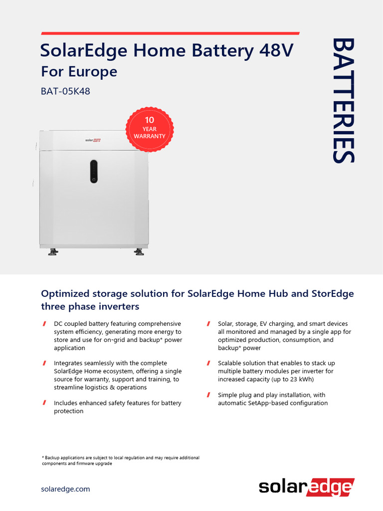 SolarEdge Home Battery 48V Overview | PDF | Power Inverter ...