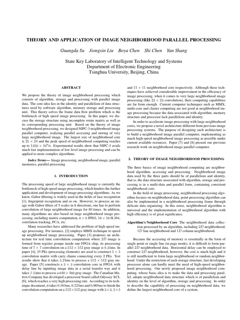 Theory and Application of Image Neighborhood Parallel Processing | PDF | Parallel Computing ...