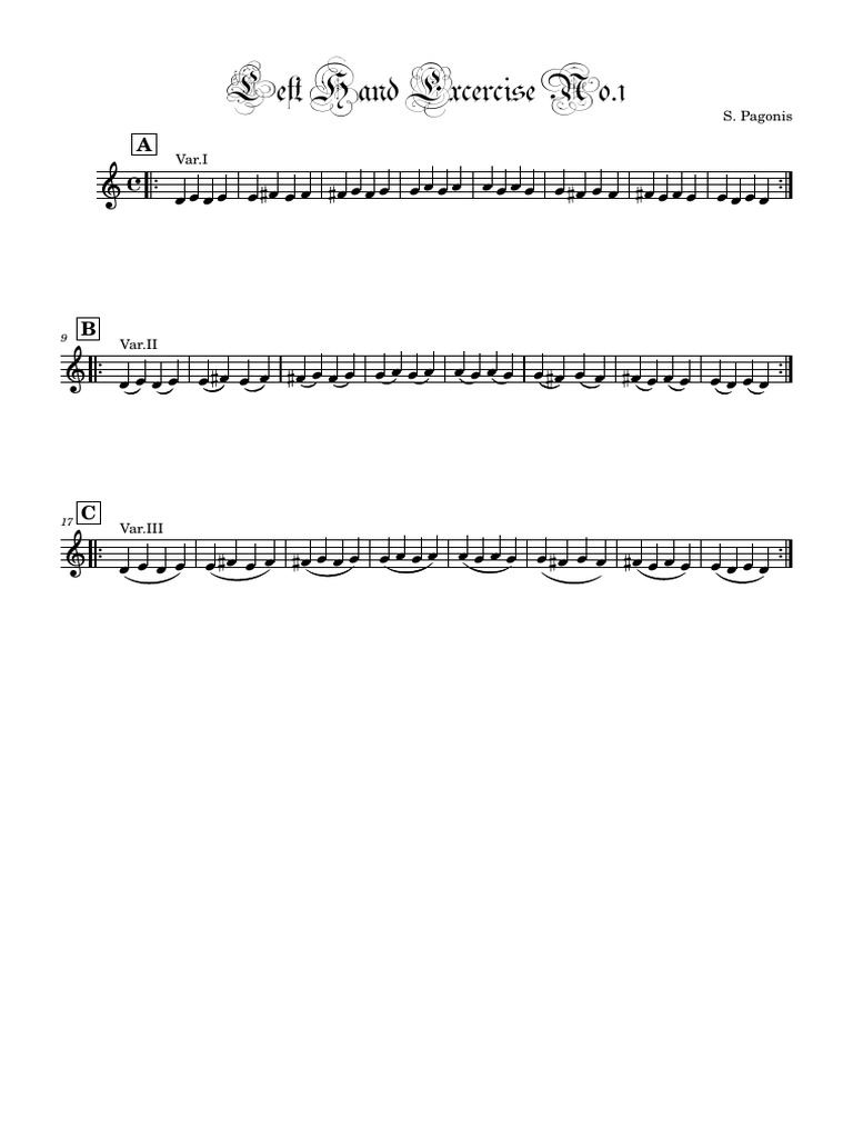 Left Hand Excercise No.1 For Viola Beginners | PDF