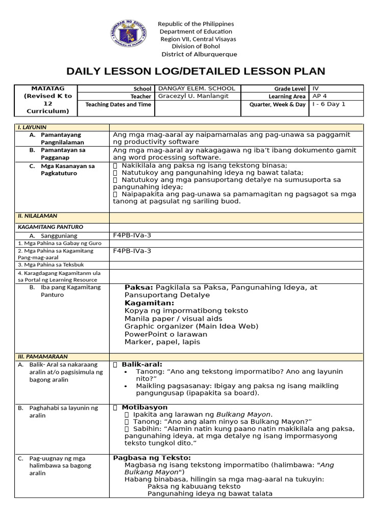 AP 4 DLP q1 Week 6 | PDF