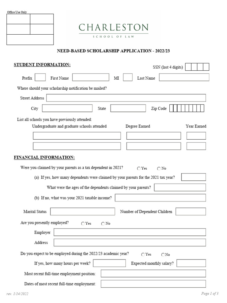2022/23 Need-Based Scholarship Form | PDF | Income | Student Financial ...