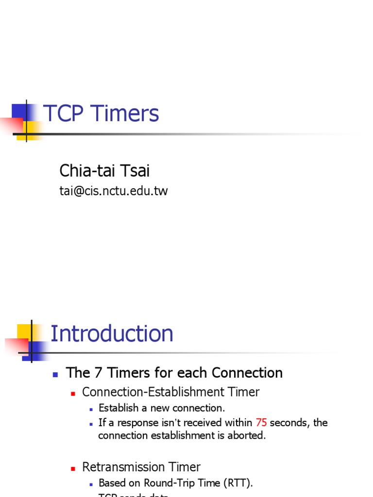 TCP Timers | PDF | Transmission Control Protocol | Computer Networking