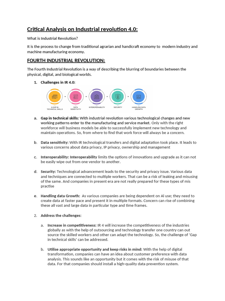 Critical Analysis On Industrial Revolution 4 | PDF | Automation ...