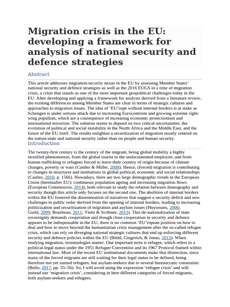 EU Migration-Security Nexus Analysis | PDF | Human Migration | Immigration