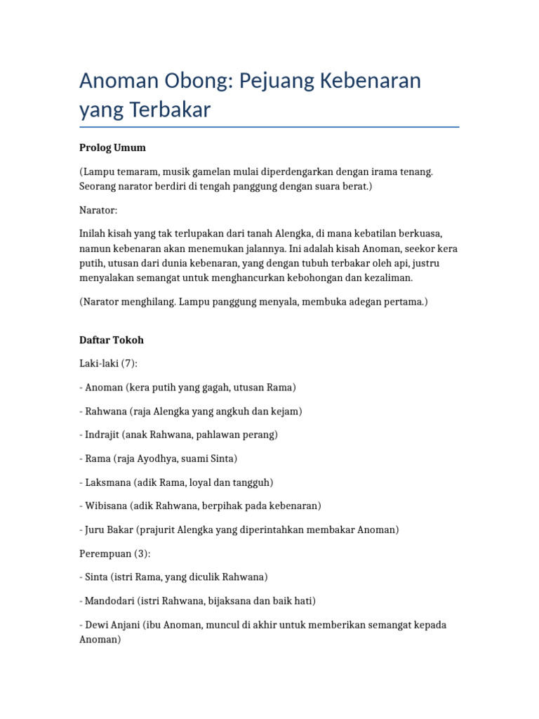 Anoman Obong: Kebenaran Melawan Kebatilan | PDF