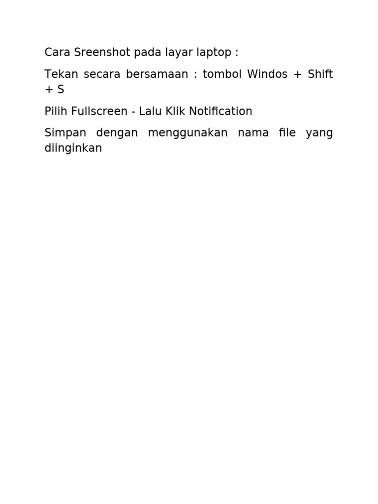 Cara Sreenshot Pada Layar Laptop | PDF