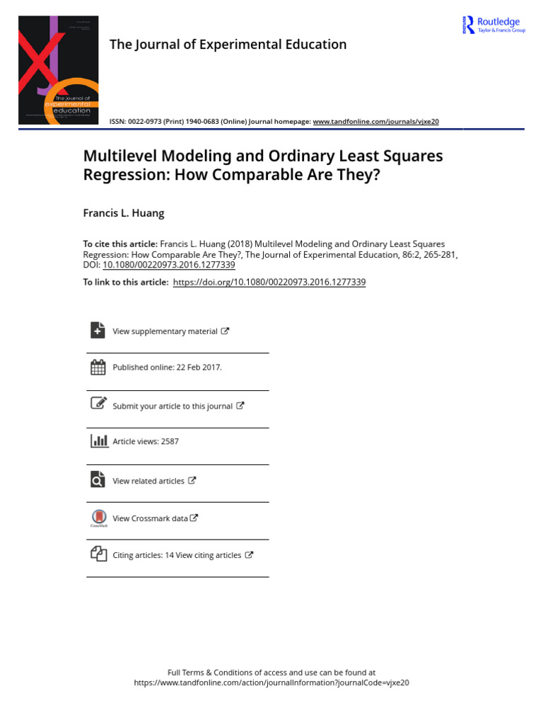 Comparing Multilevel Modeling and OLS | PDF | Linear Regression ...