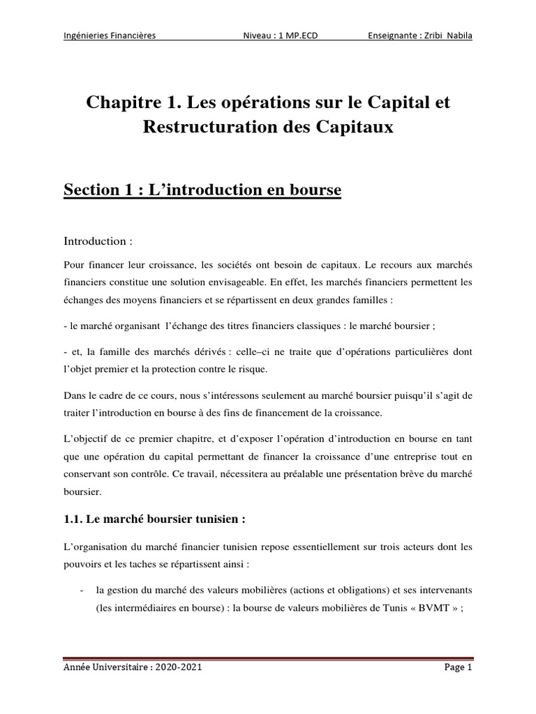 Introduction en Bourse : Financement et Stratégies | PDF | Actionnaire ...