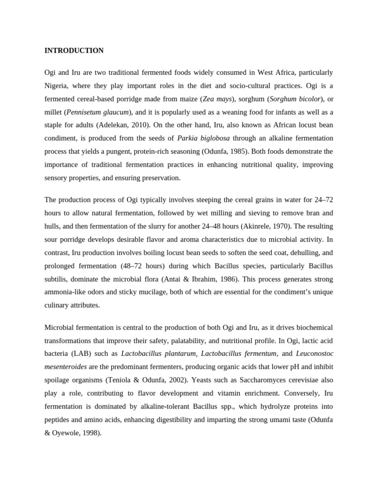 Describe The Production Process and Microbial Fermentation of Ogi and ...