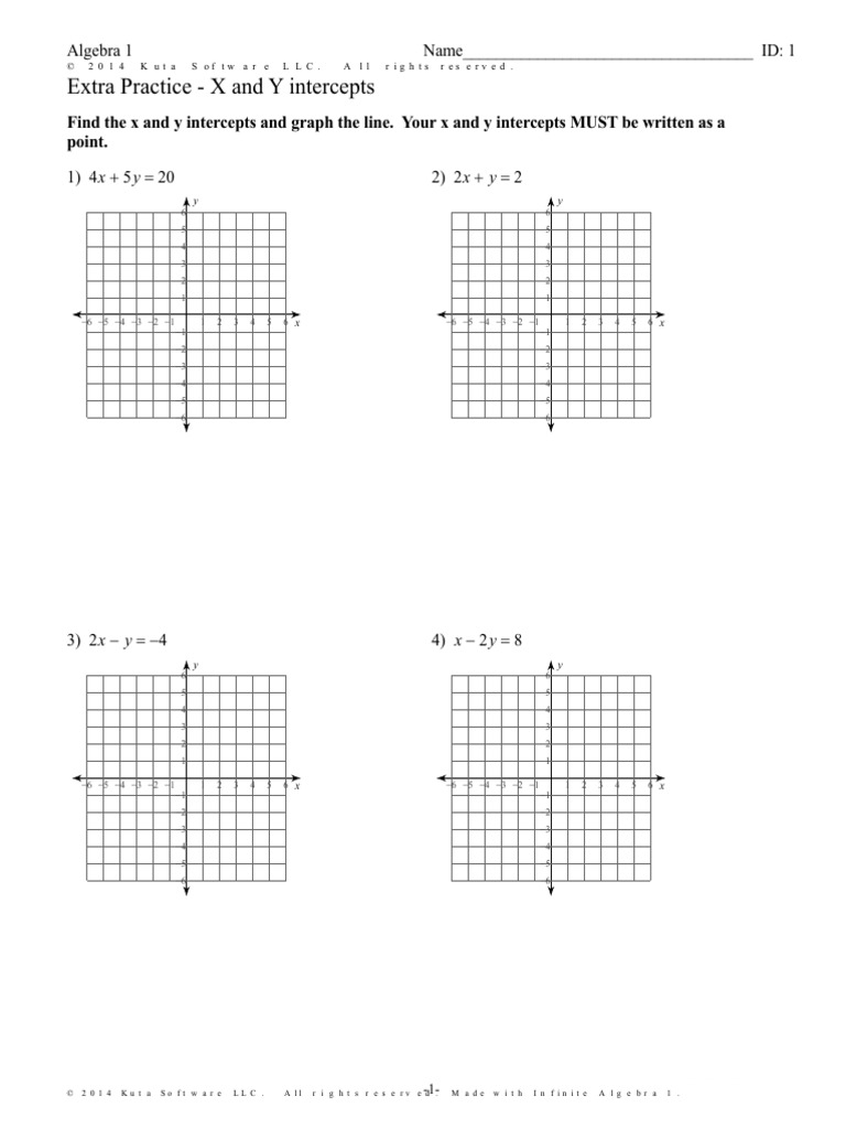1.1 X and y Intercept Work Sheet | PDF
