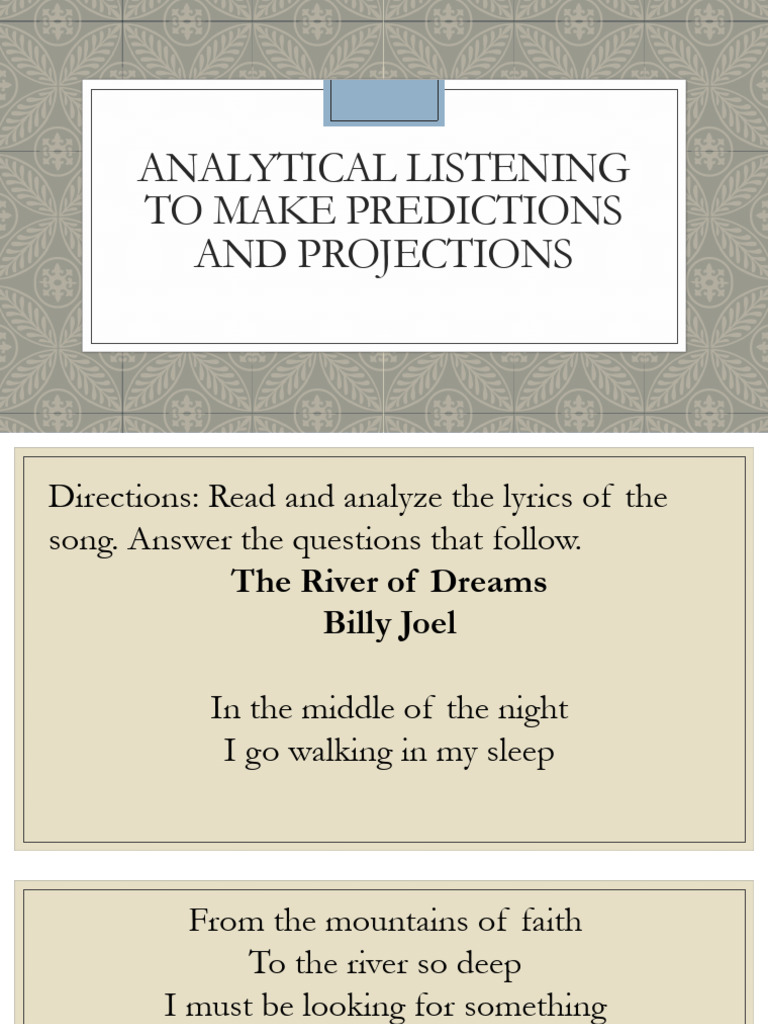 Analytical Listening To Make Predictions and Projections | PDF