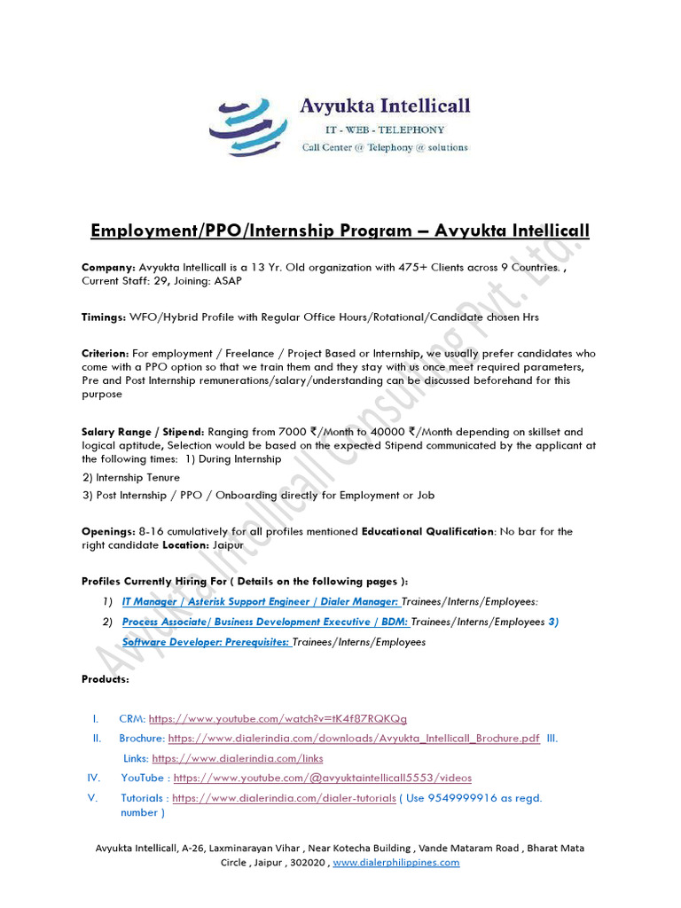 Avyukta PPO Training Internship | PDF | Voice Over Ip | Session ...
