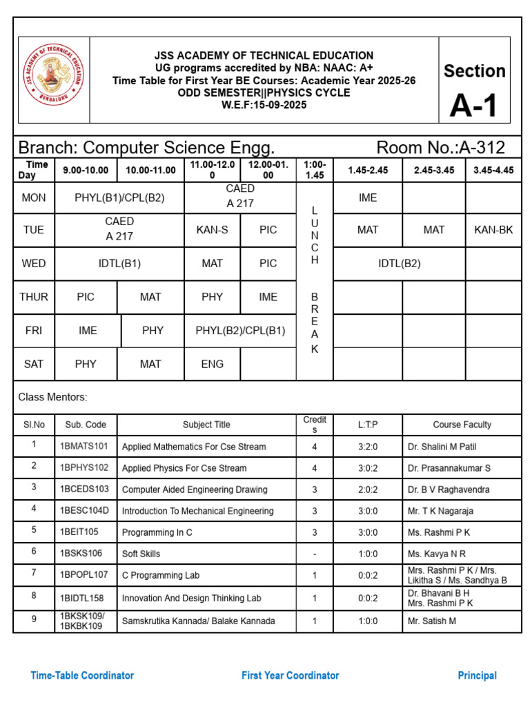 Odd SEM TT 2025 2026 | PDF | Computing | Physical Sciences
