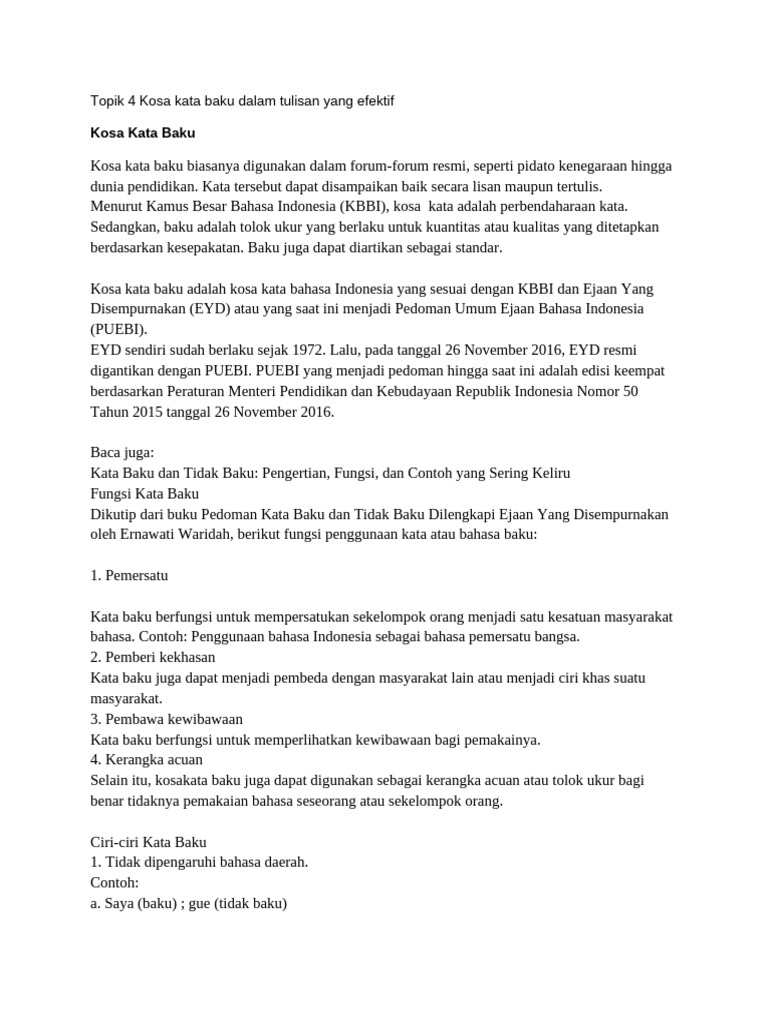 Topik 4 Kosa Kata Baku | PDF