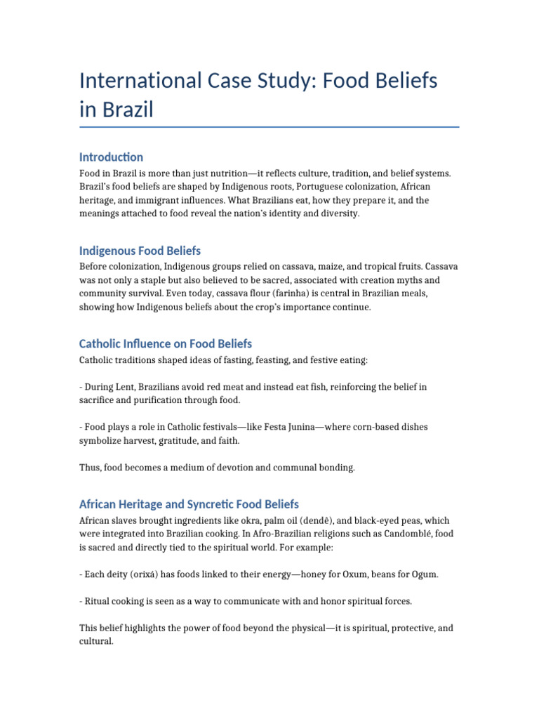 Brazil's Diverse Food Beliefs Explained | PDF | Brazil | Foods