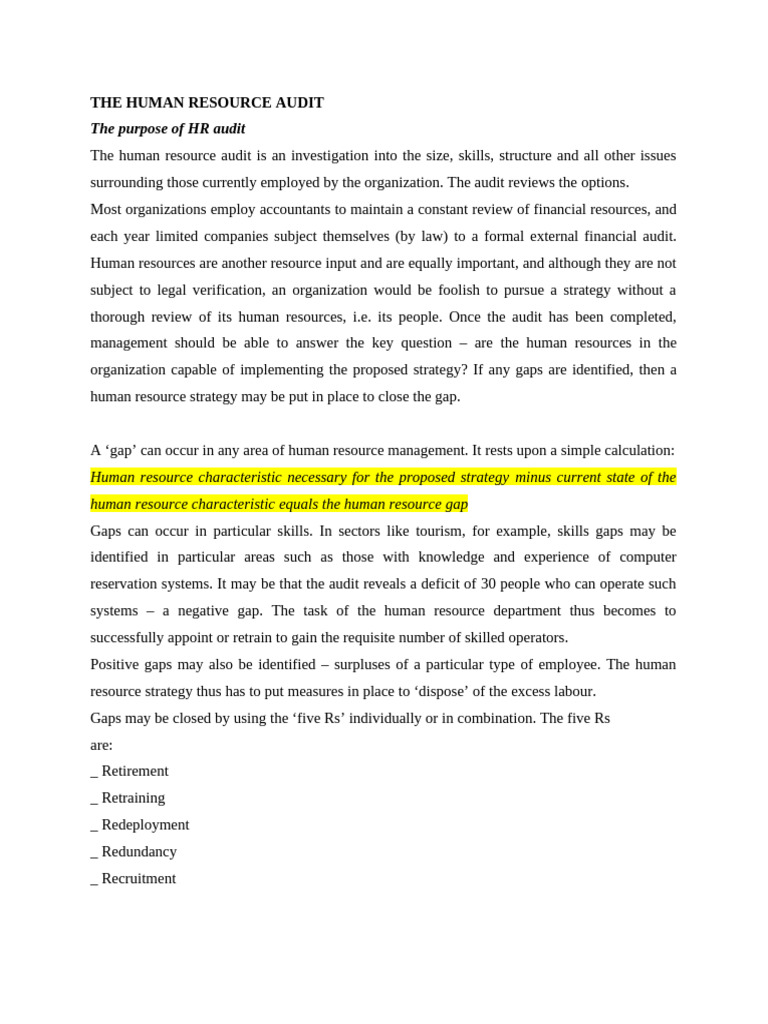The Human Resource Audit | PDF | Audit | Human Resources