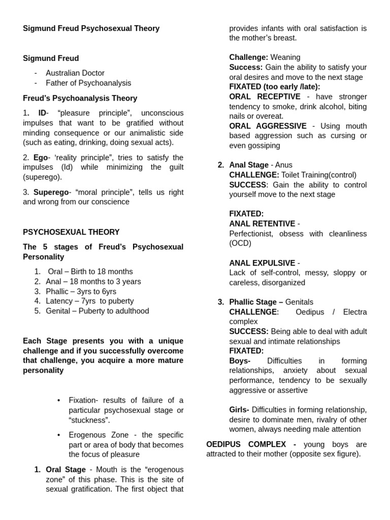 Freud's Psychosexual Development Stages | PDF | Attachment Theory ...