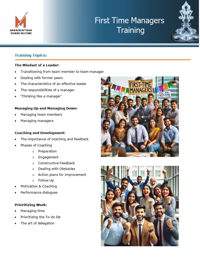 First Time Manager Training Workshop Outline | PDF