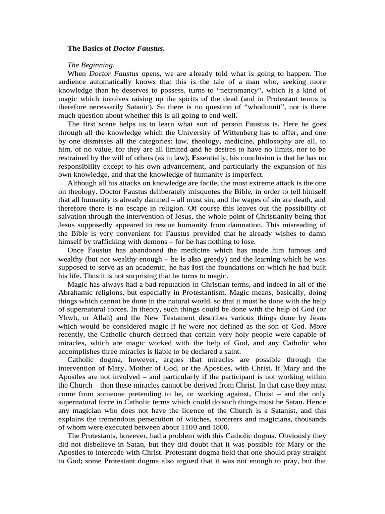 The Basics of Doctor Faustus | PDF | Satan | Demons