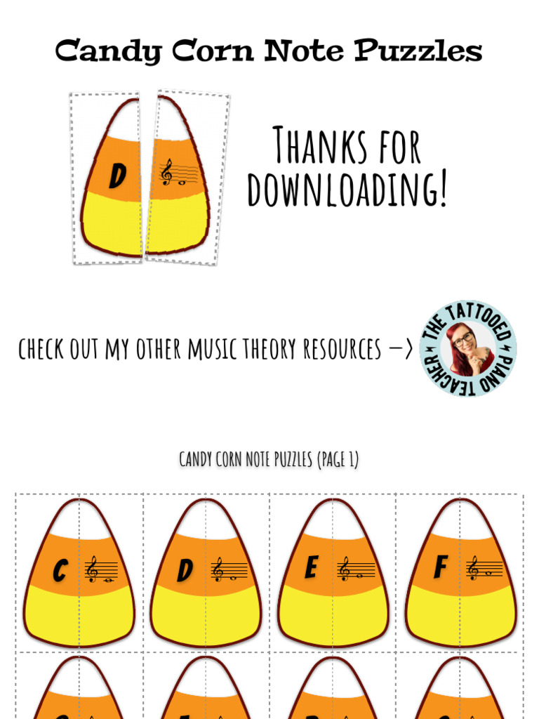 Candy Corn Note Puzzles for Music Theory | PDF | Music Theory | Musicology