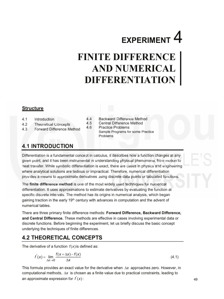4-Differentiation (Forward Differece Mehod) | PDF | Finite Difference ...