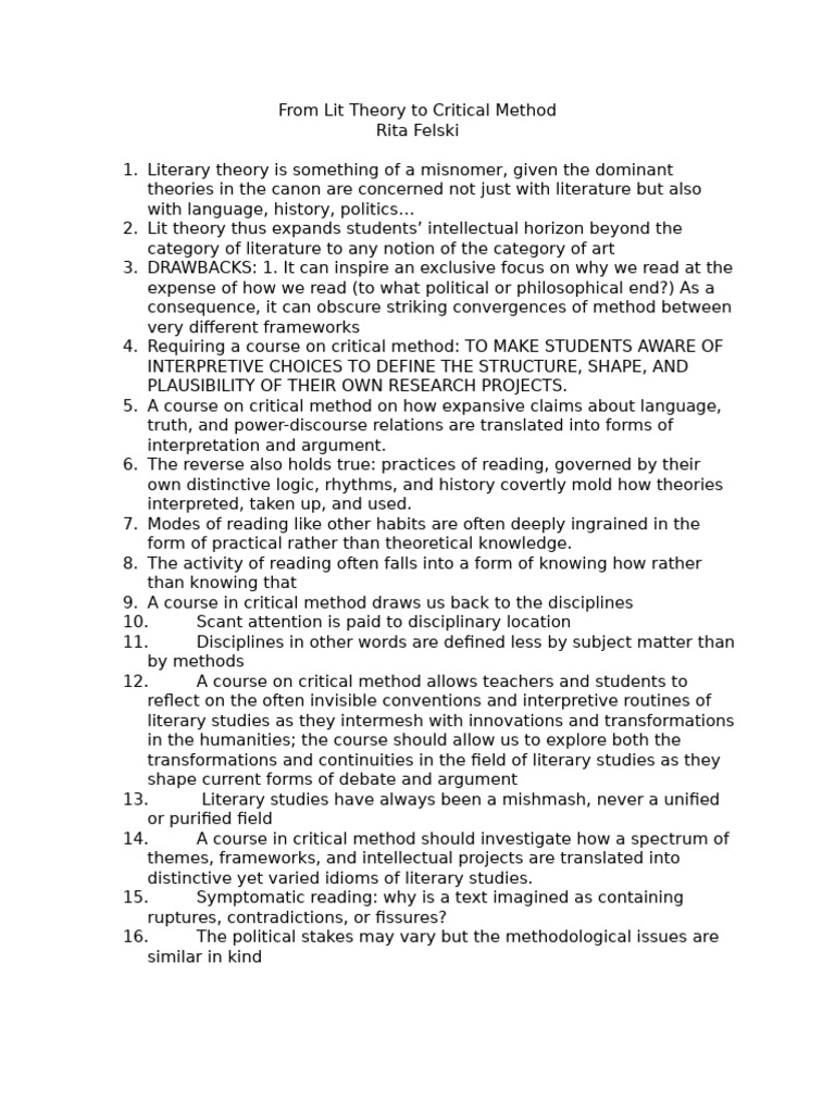 Understanding Critical Method in Literary Theory | PDF | Literary ...