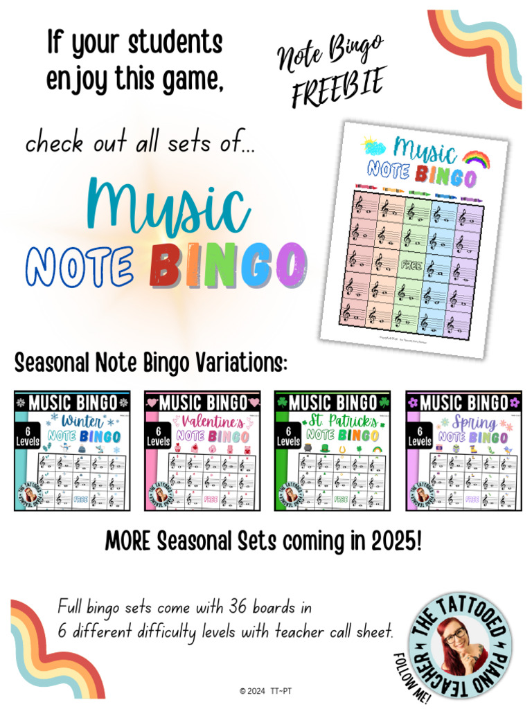 Seasonal Music Note Bingo Game | PDF