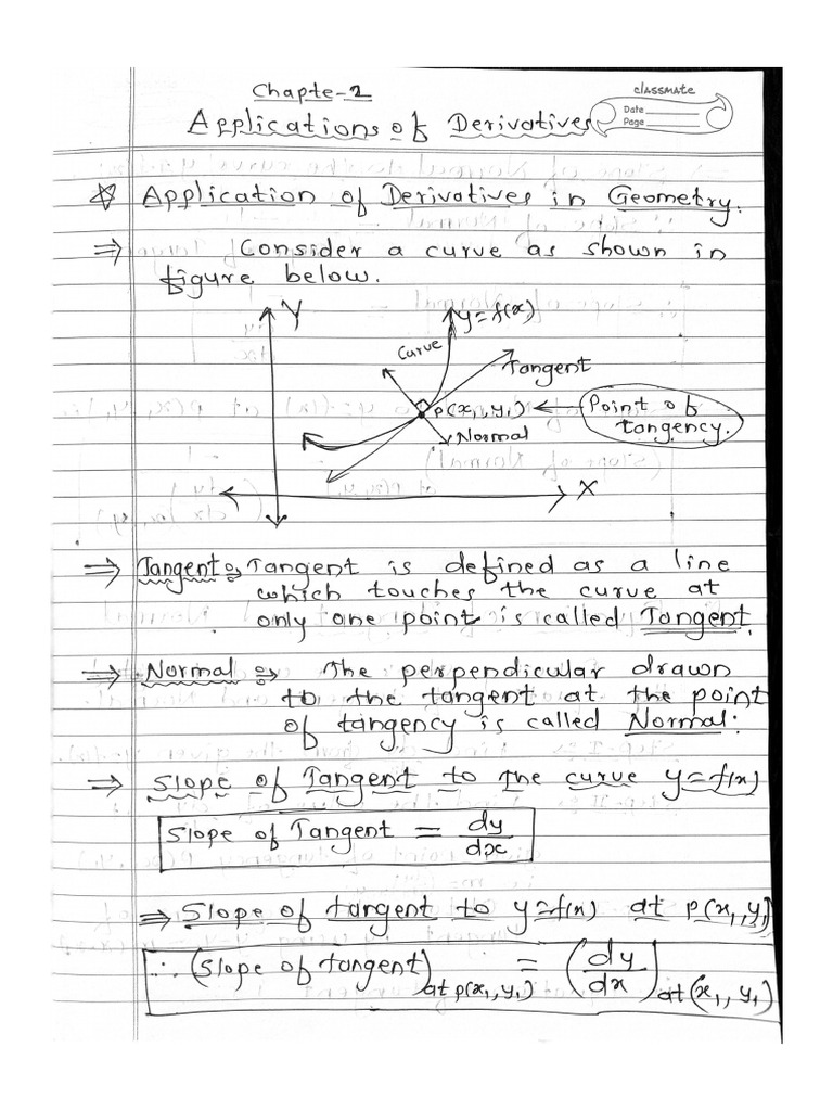 Application of Derivatives Part. 1 Notes | PDF