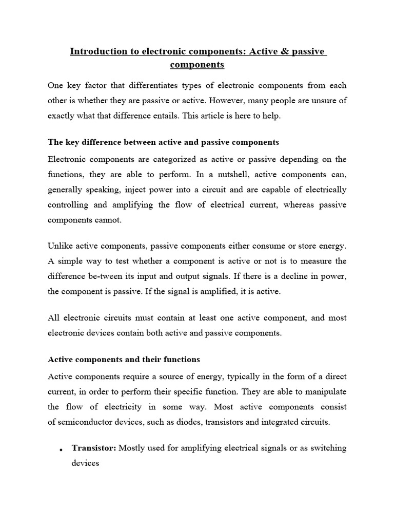 Active Passive Components Types of Capacitor and Color Coding | PDF ...