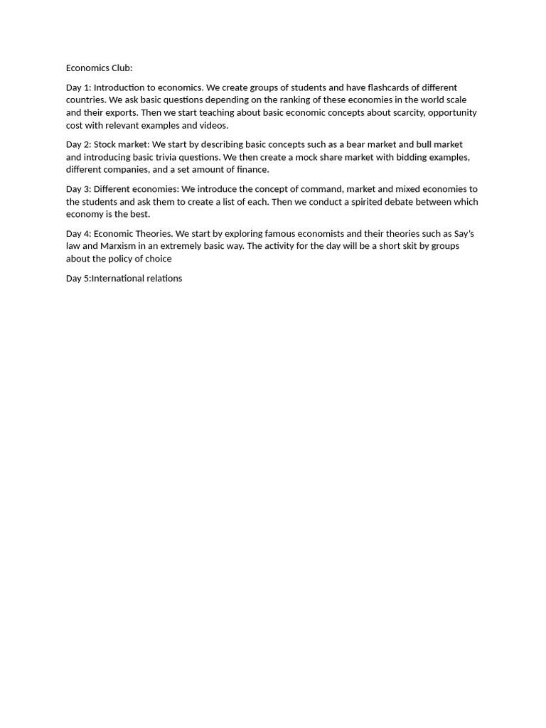 Economics Club | PDF