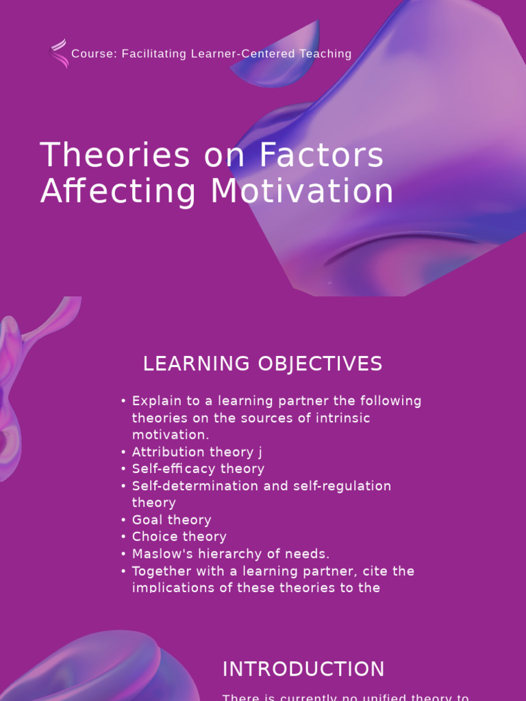Theories Influencing Motivation Factors | PDF | Self Efficacy ...