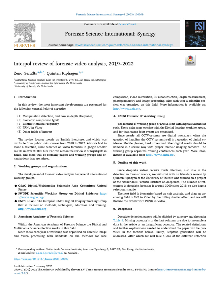 2023-Interpol review of forensic video analysis | PDF | Deep Learning | Machine Learning