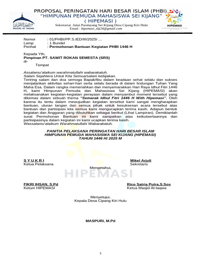 Proposal Kegiatan 1446 H | PDF