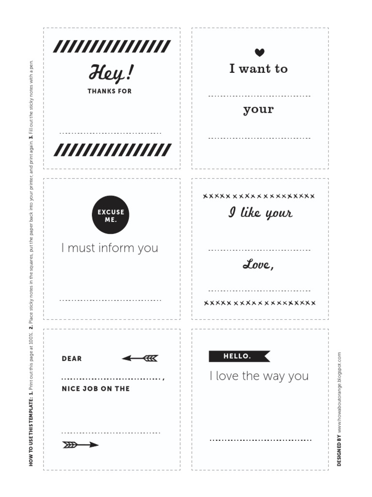 Printable Sticky Notes Template Guide | PDF
