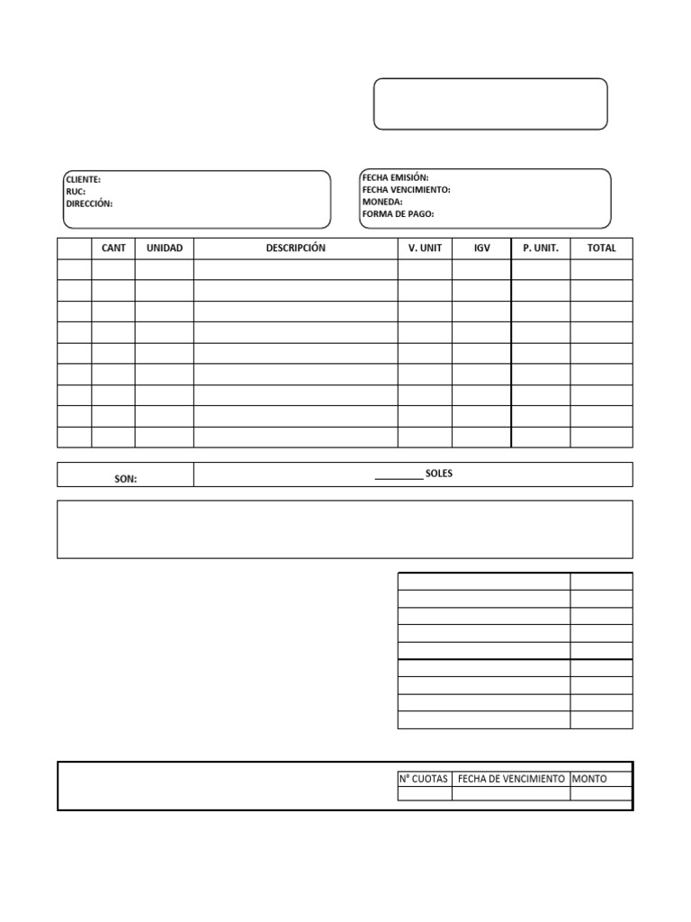 Formato de Factura Electrónica Detallada | PDF