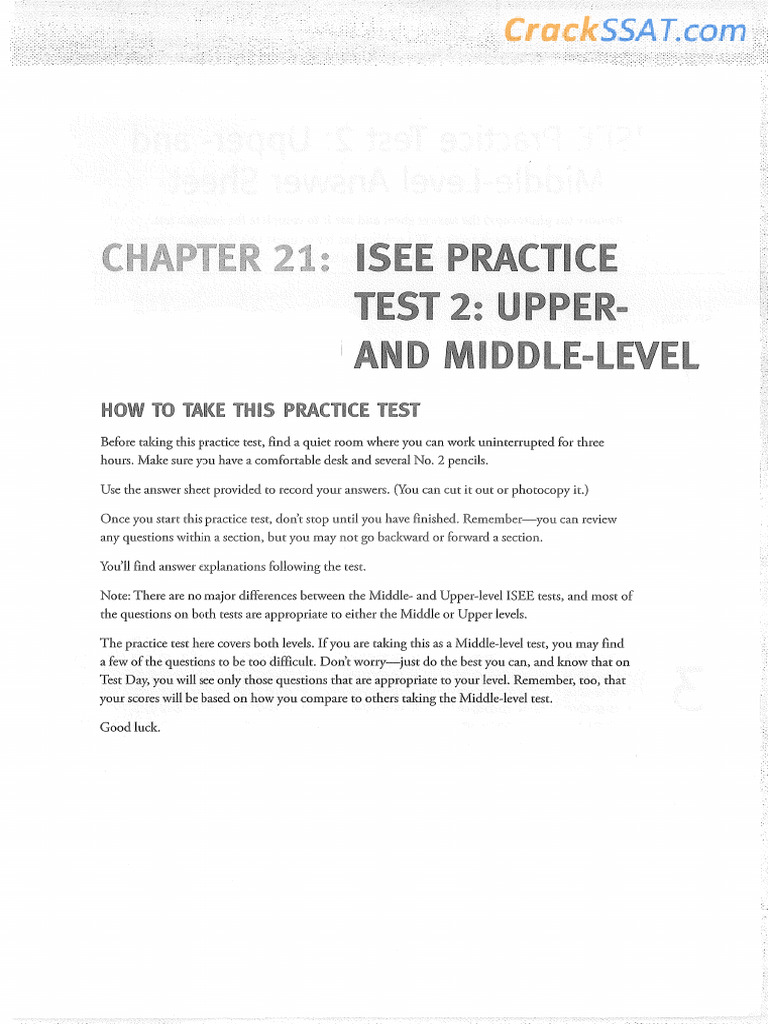 ISEE Upper and Middle Level Practice Test 2-1-34 | PDF