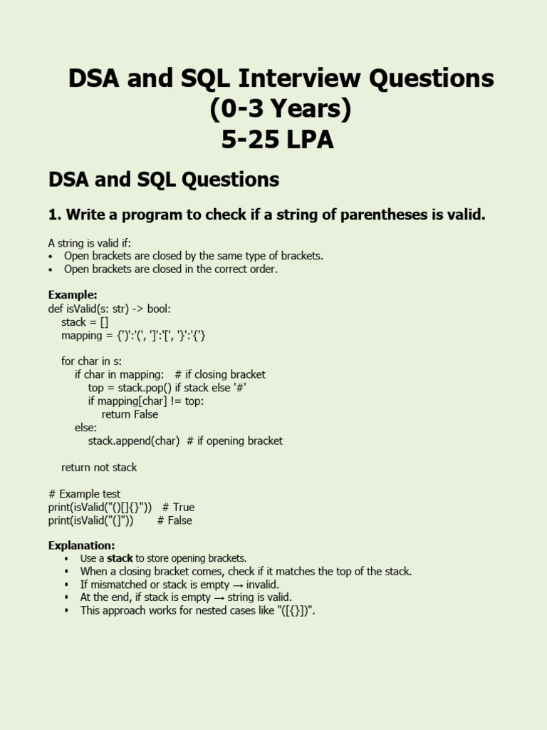 Real DSA and SQL Interview Questions 1757776408 | PDF | Theoretical Computer Science | Algorithms
