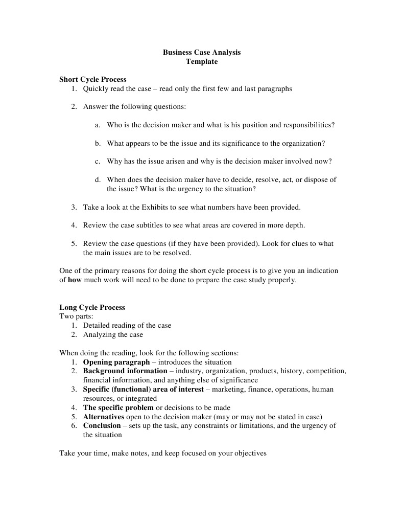 Business Case Analysis Template and Directions | PDF | Decision Making ...