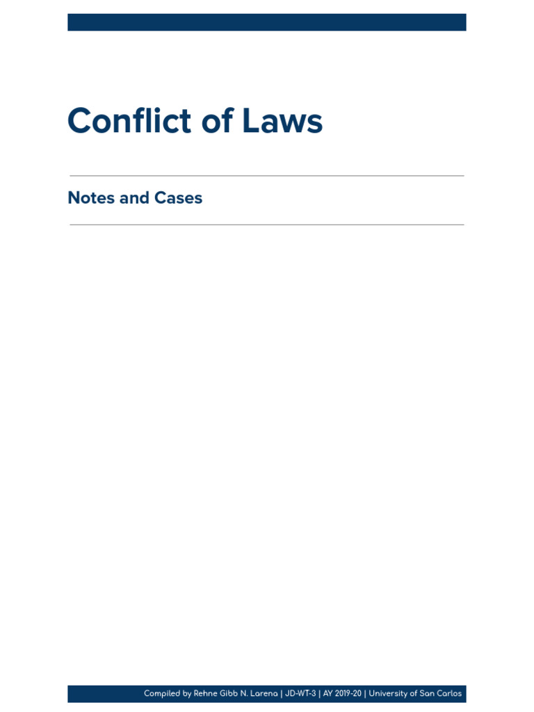 COL RGL Notes 2019 20 No Highlight | PDF | Choice Of Law | Lawsuit