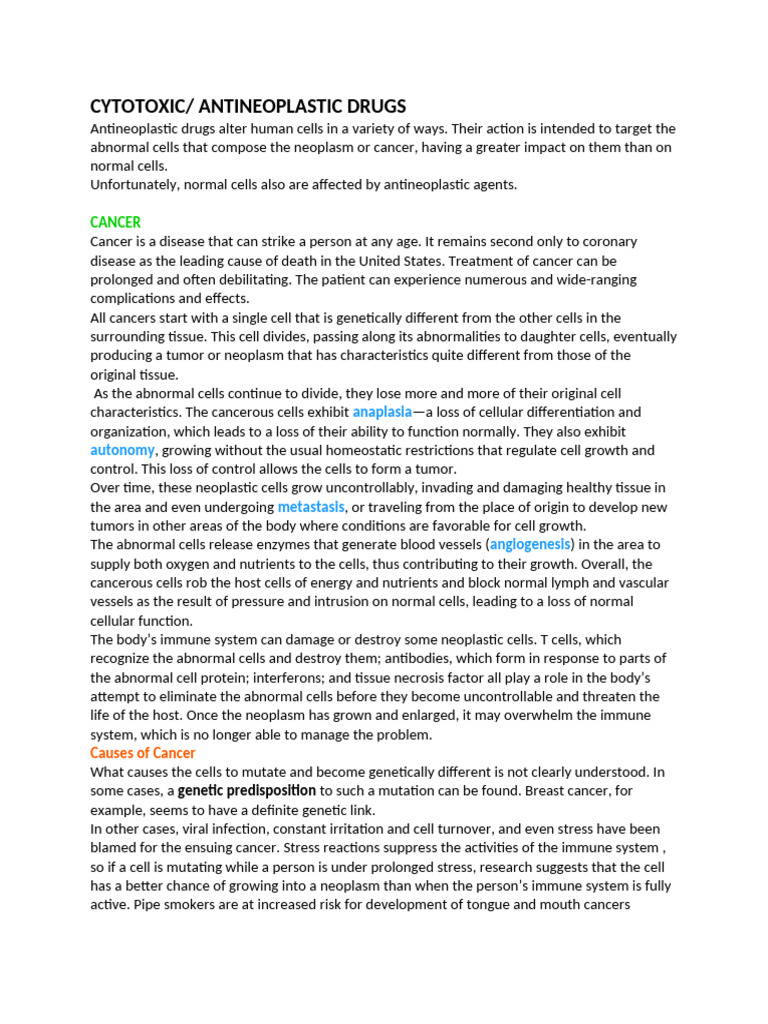 CYTOTOXIC | PDF | Chemotherapy | Cancer