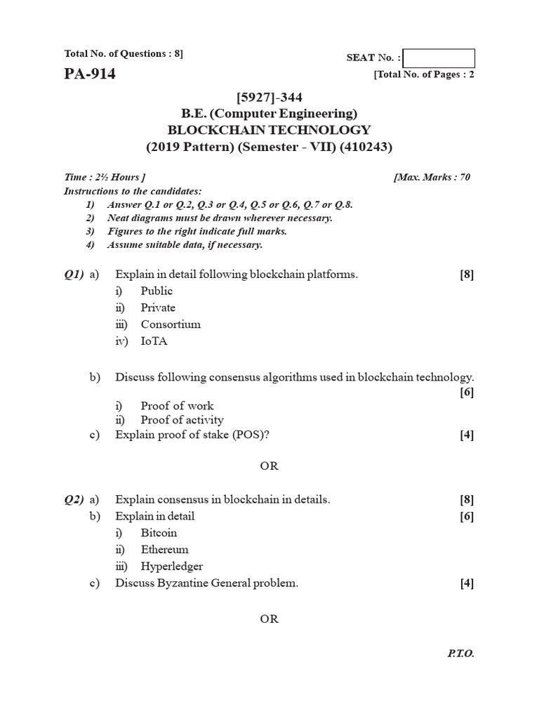 BT Endsem 2022 To 2024 PYQ | PDF | Cryptocurrency | Distributed Computing