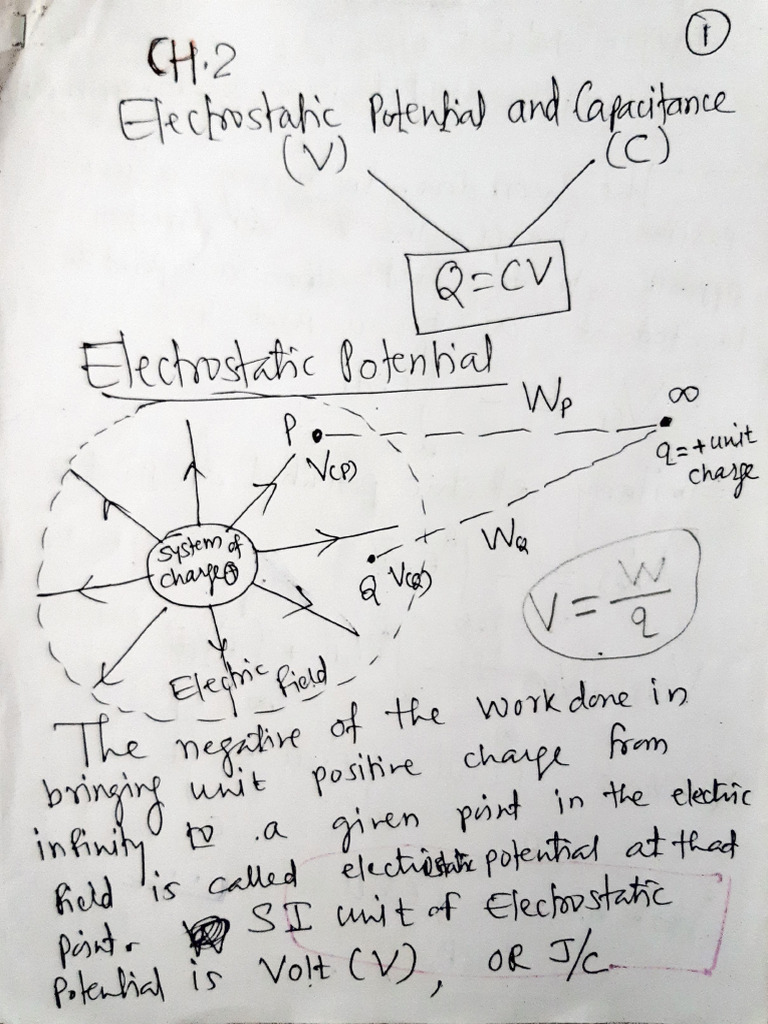Ch-2 Electrostatic Potential and Capacitance1 | PDF
