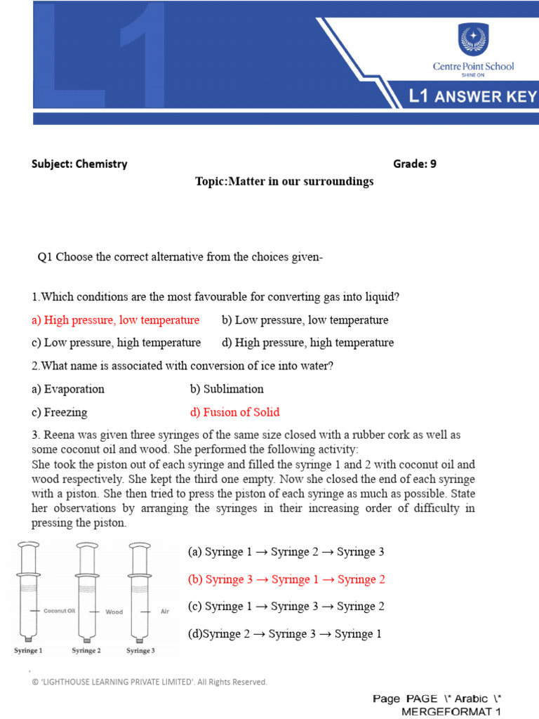 Matter and States of Matter Quiz | PDF | Gases | Liquids