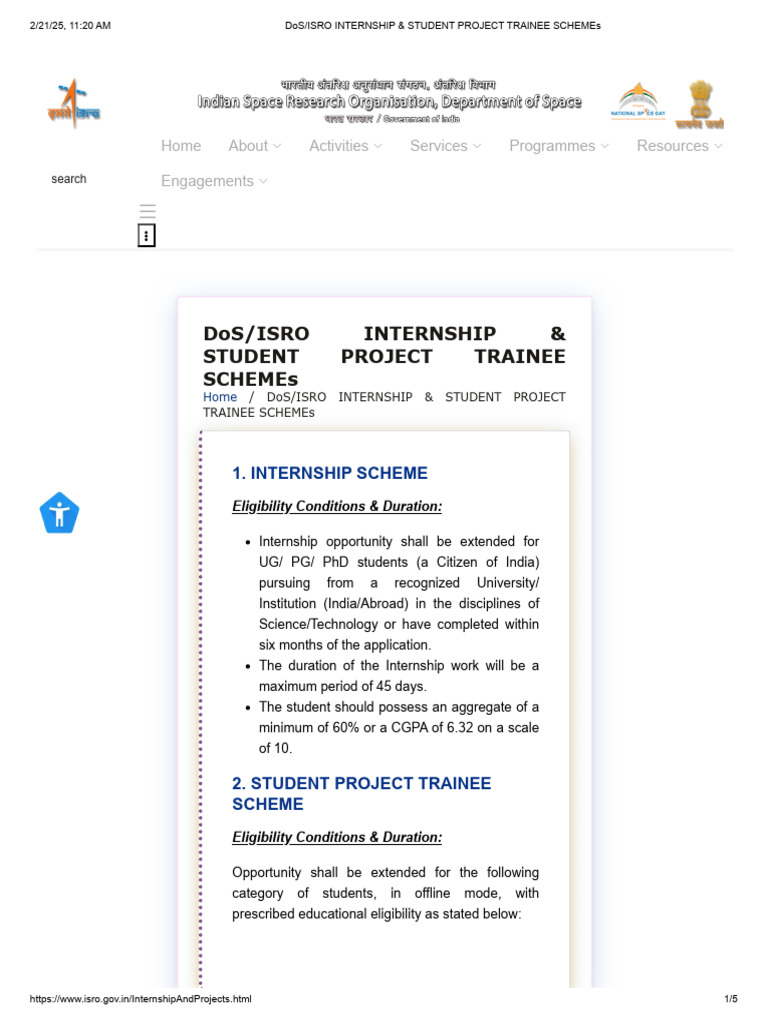 ISRO Internship & Project Trainee Guide | PDF | Doctor Of Philosophy ...