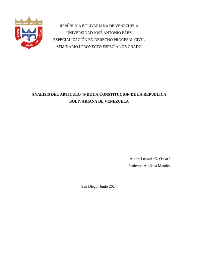 Análisis del Artículo 49 CN Venezuela | PDF | Debido al proceso ...